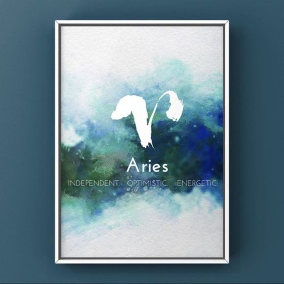 Triad Art & Design | Art | Aries Zodiac Signwhite Blue Turquoiseart ...